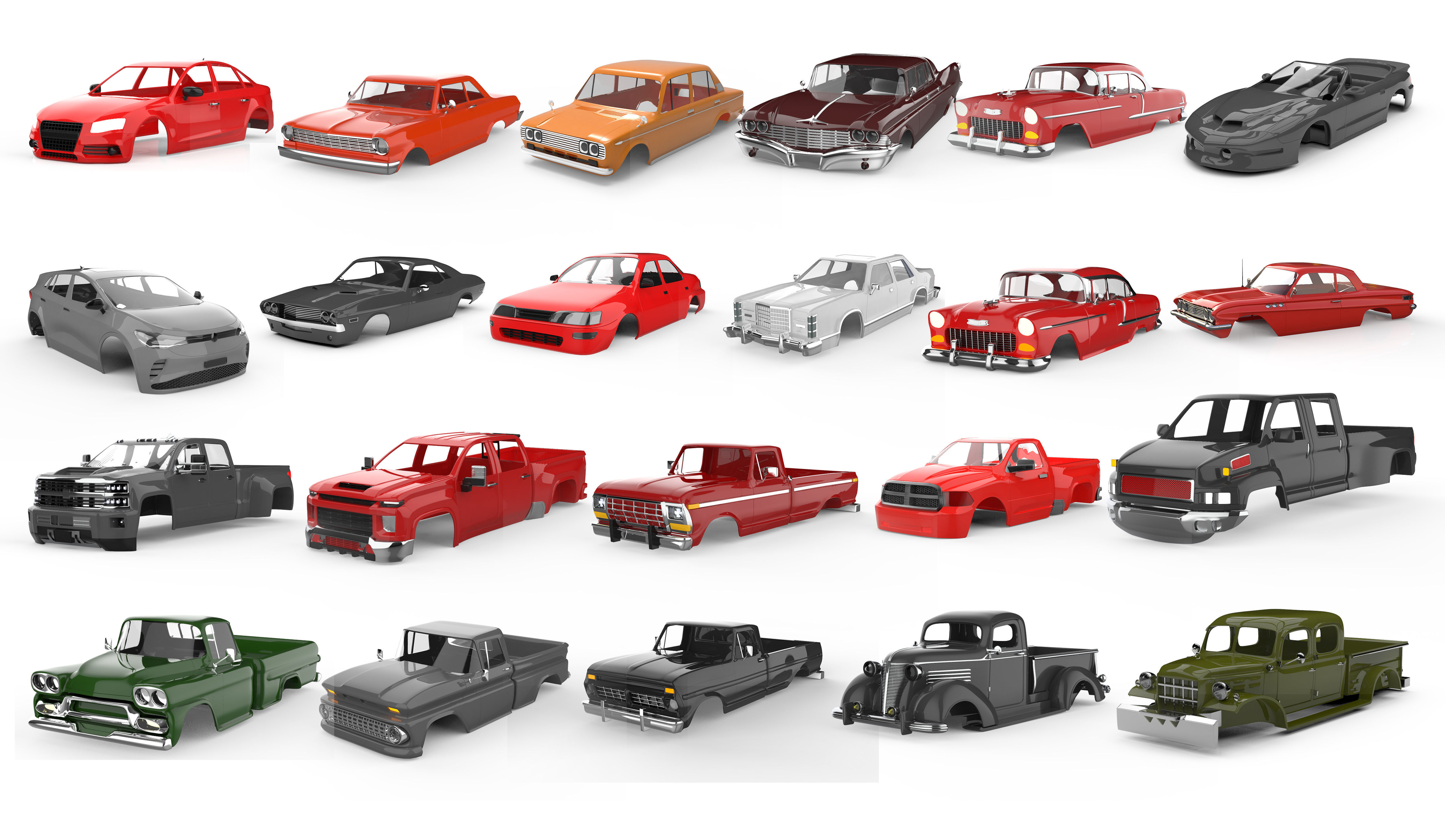 Rc body shell of 22 deffrent cars and trucks 3D model 3D printable ...