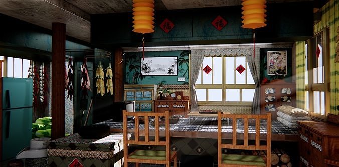 Traditional Chinese room 3D model | CGTrader