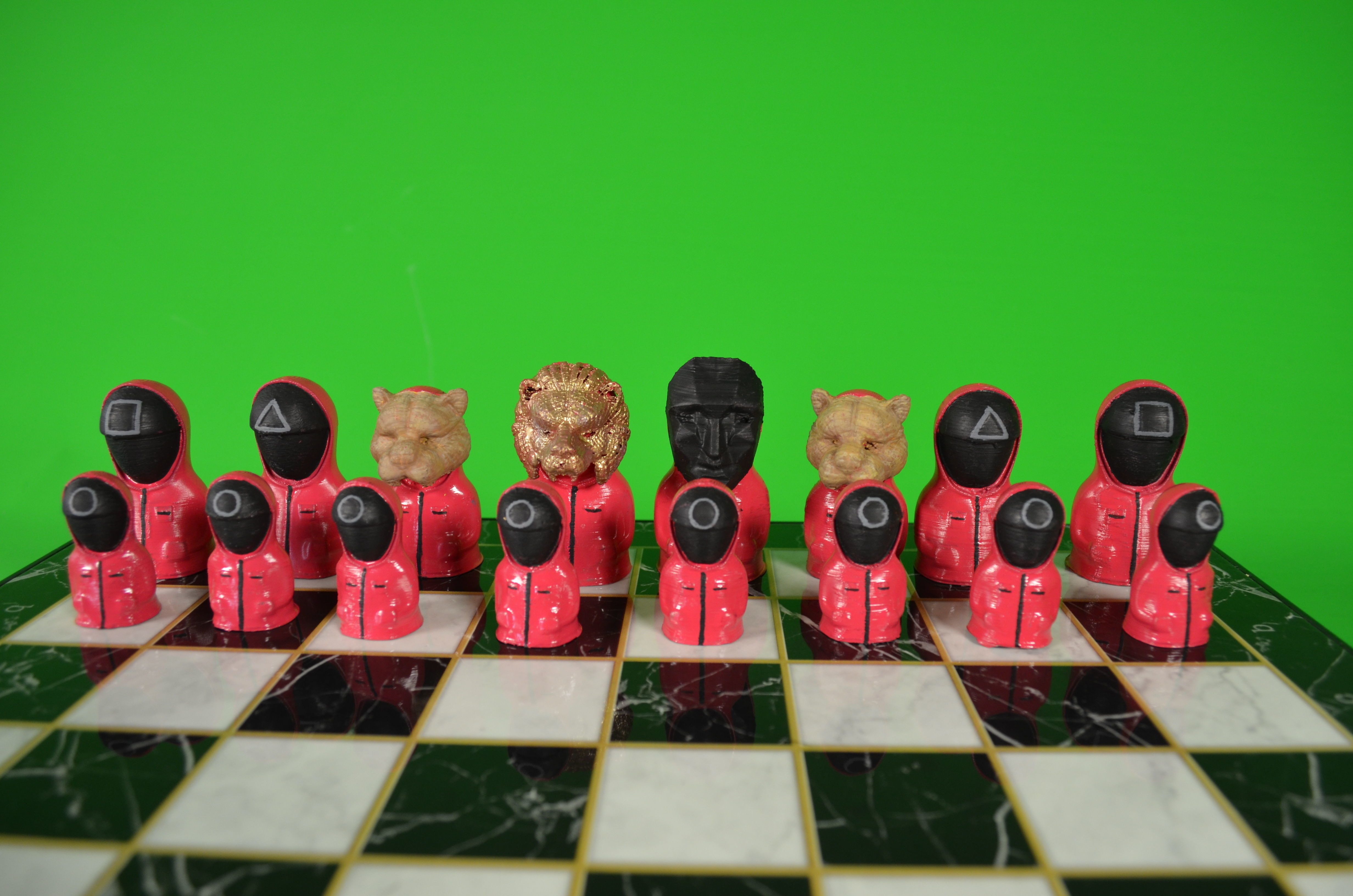 Squid Game Characters Chess Set-Squid Game Vip Mask Chess Set 3D model ...