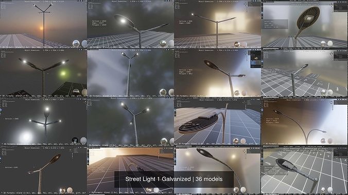 3D Model Collection Street Light 1 Galvanized VR / AR / low-poly | CGTrader