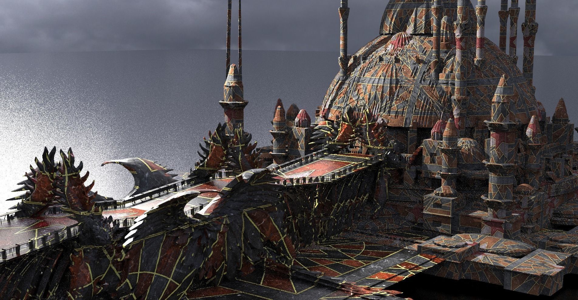 Red Dragon Temple 3D model | CGTrader