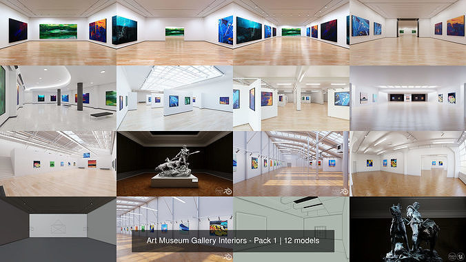 Art Museum Gallery Interiors - Pack 1 3D Model Collection | CGTrader