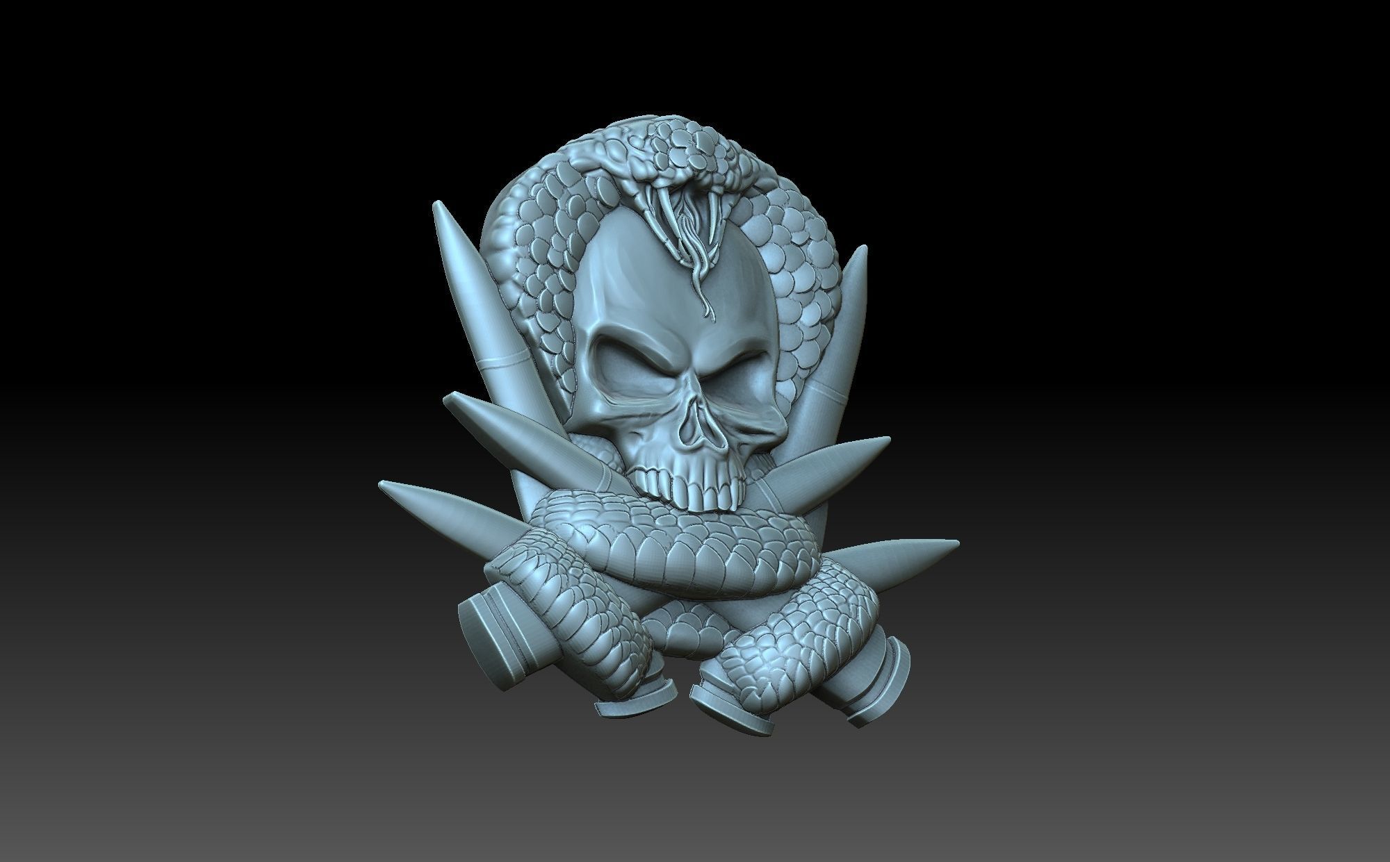 Skull and snake 3D model 3D printable | CGTrader