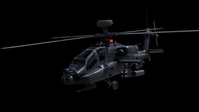 3D model Helicopter Apache Lowpoly 4k VR / AR / low-poly | CGTrader