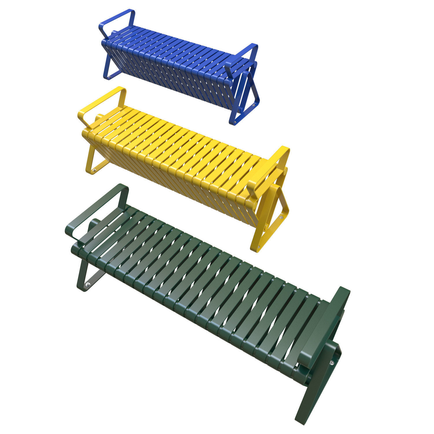 Outdoor Steel Bench Rib Design 3D model | CGTrader