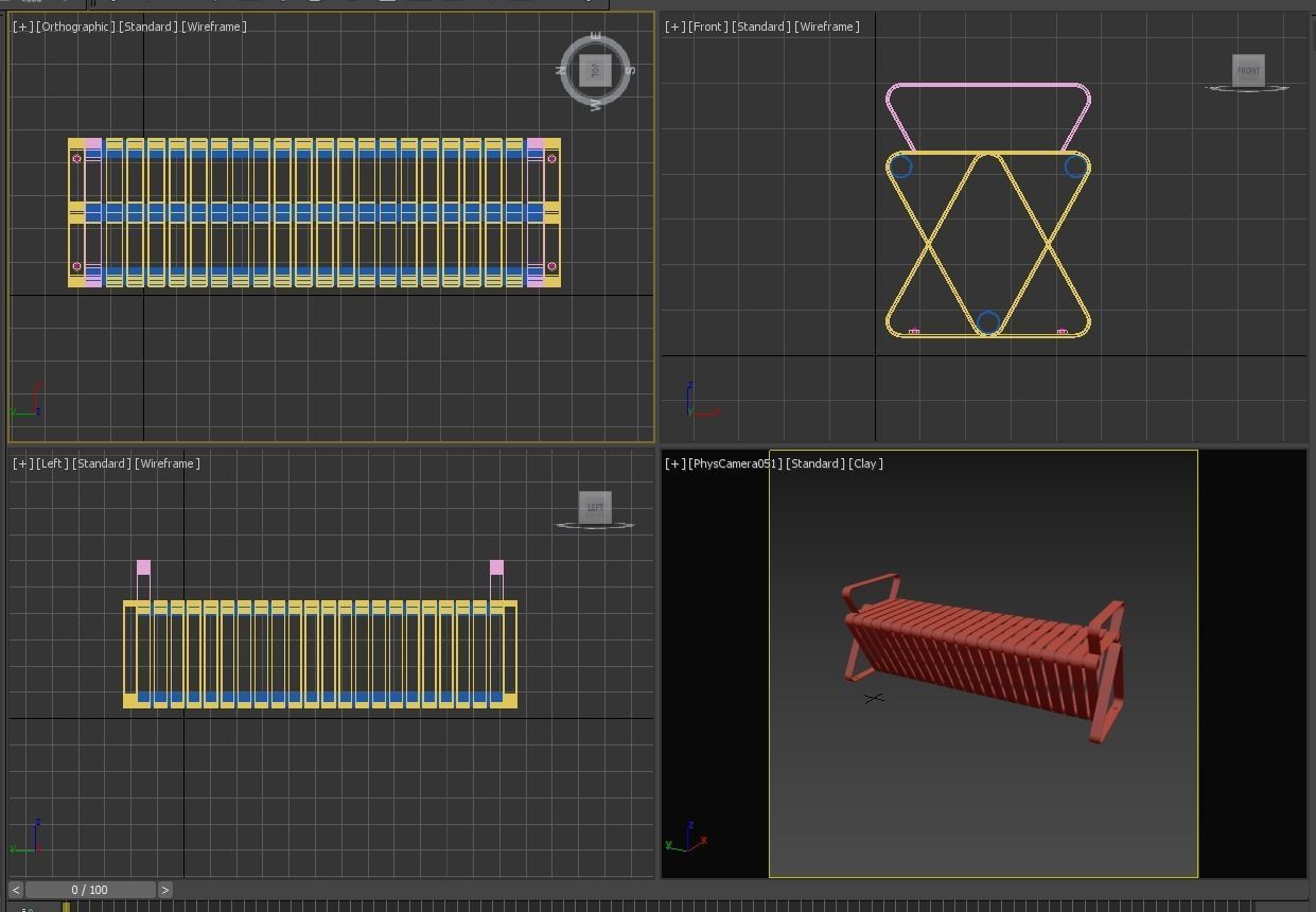 Outdoor Steel Bench Rib Design 3D model | CGTrader