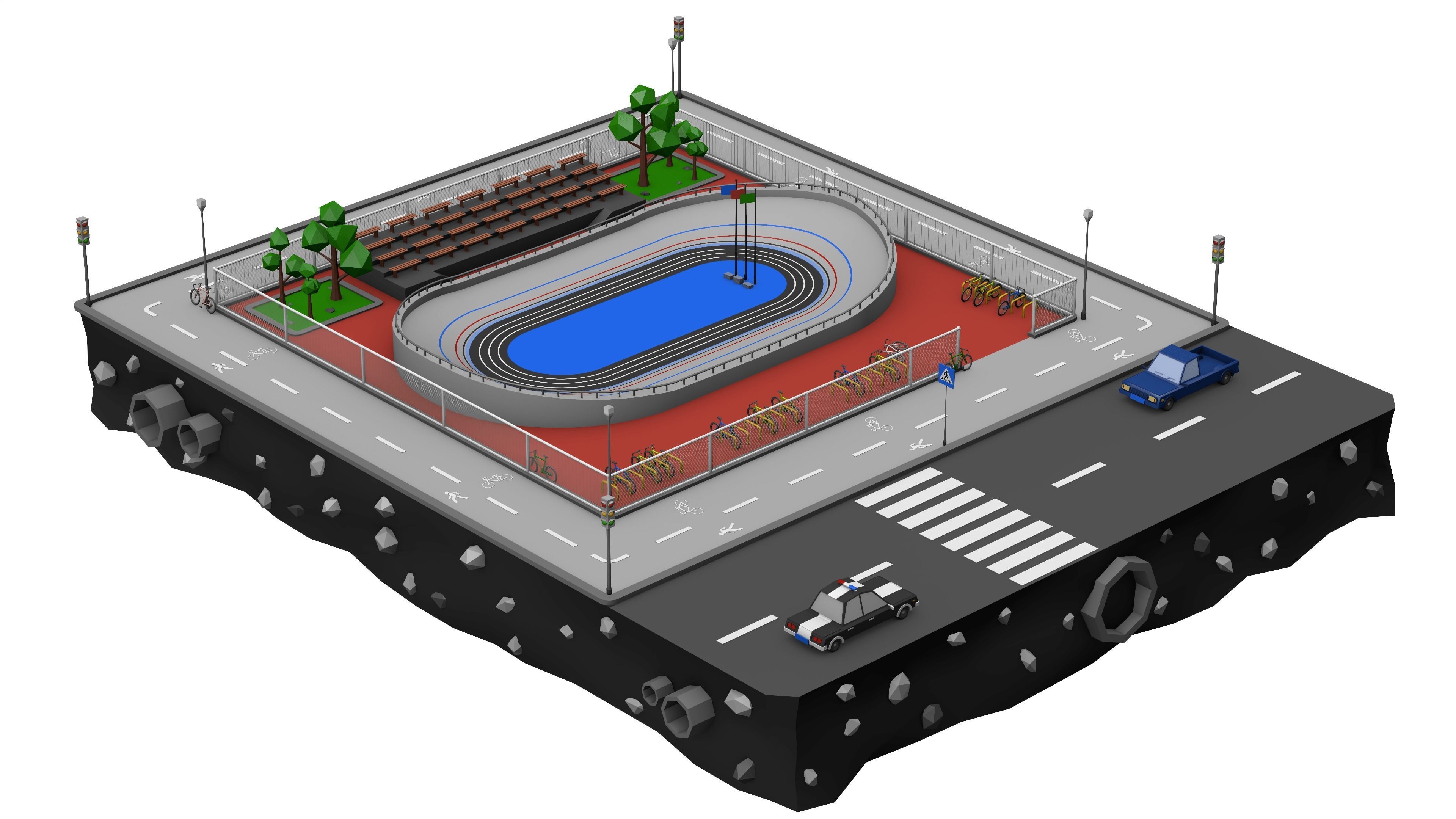 3D model Velodrome Cycling Track Low Poly 3D Model VR / AR / low-poly ...
