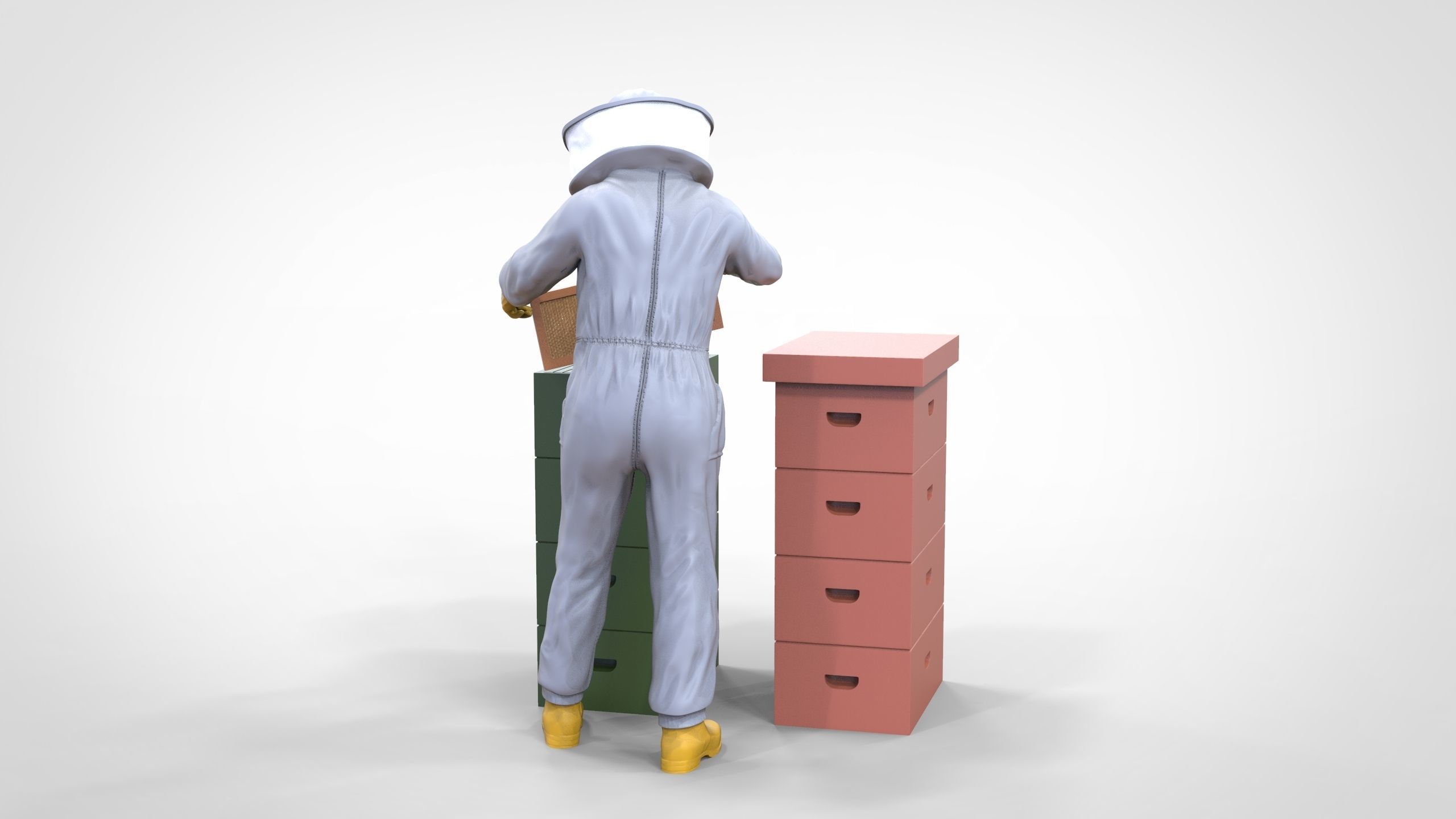 N1 Beekeeper with apiary 3D model 3D printable | CGTrader
