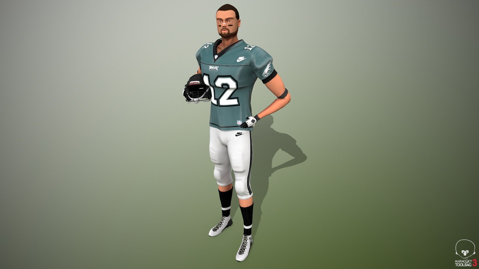 3D model American football player - Wide Reciever VR / AR / low-poly ...