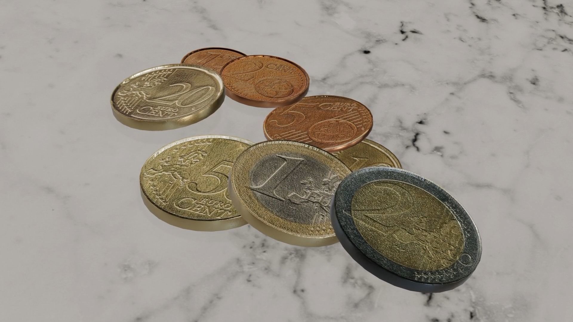 3D model Low Poly Euro Coins Collection All Euro Coins VR / AR / low ...
