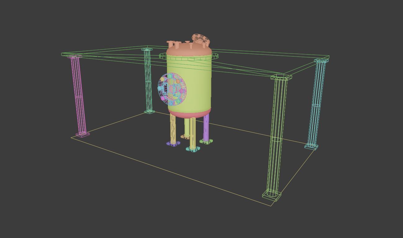 Cylindrical Vessel with Support structure 3D model | CGTrader