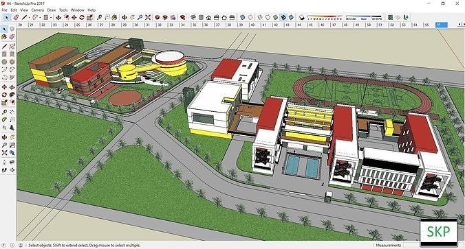 Sketchup School and University H6 3D model | CGTrader