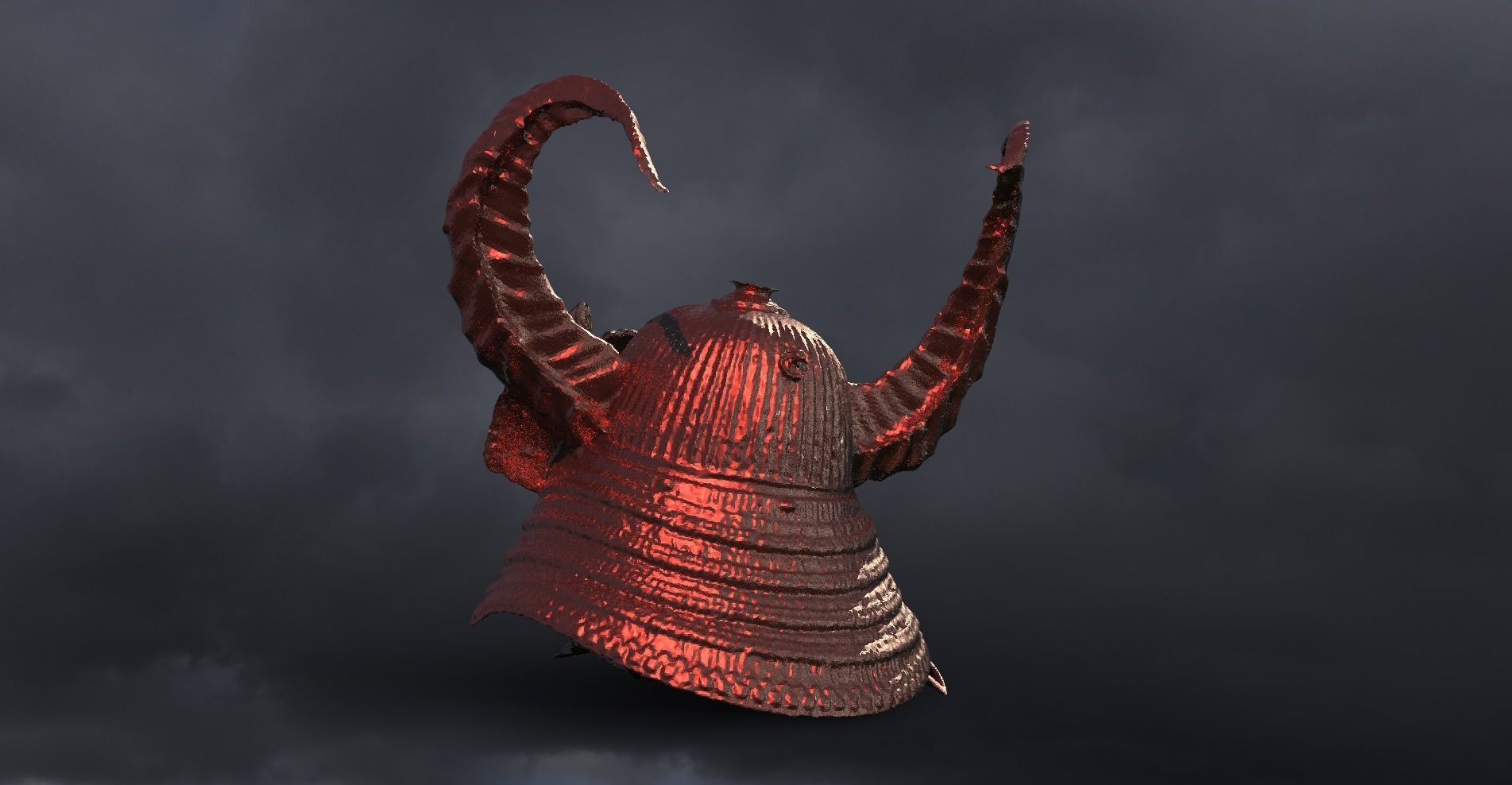 Samurai fantasy helmet horned 2 3D model | CGTrader
