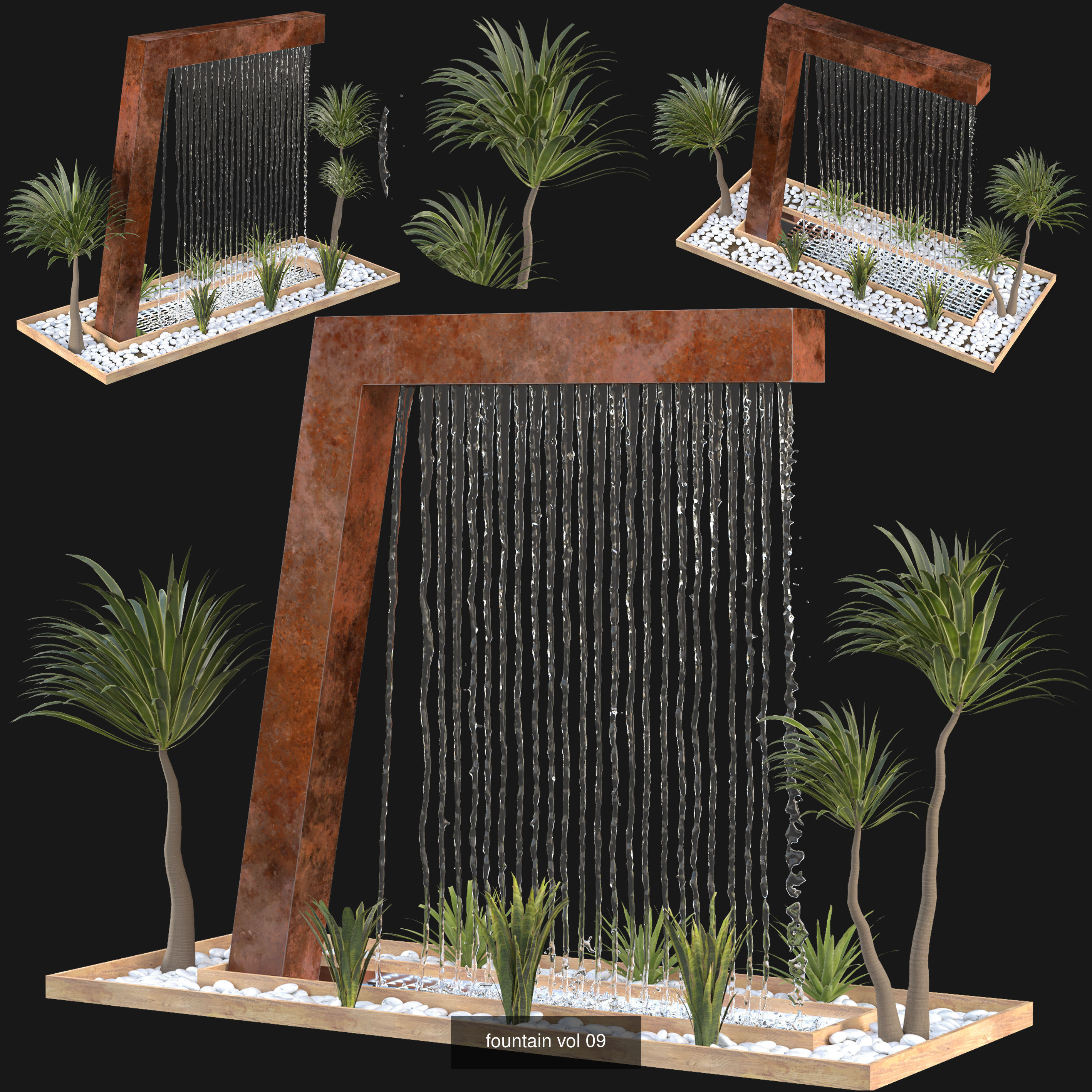 Collection of 9 waterfront models fountain | CGTrader
