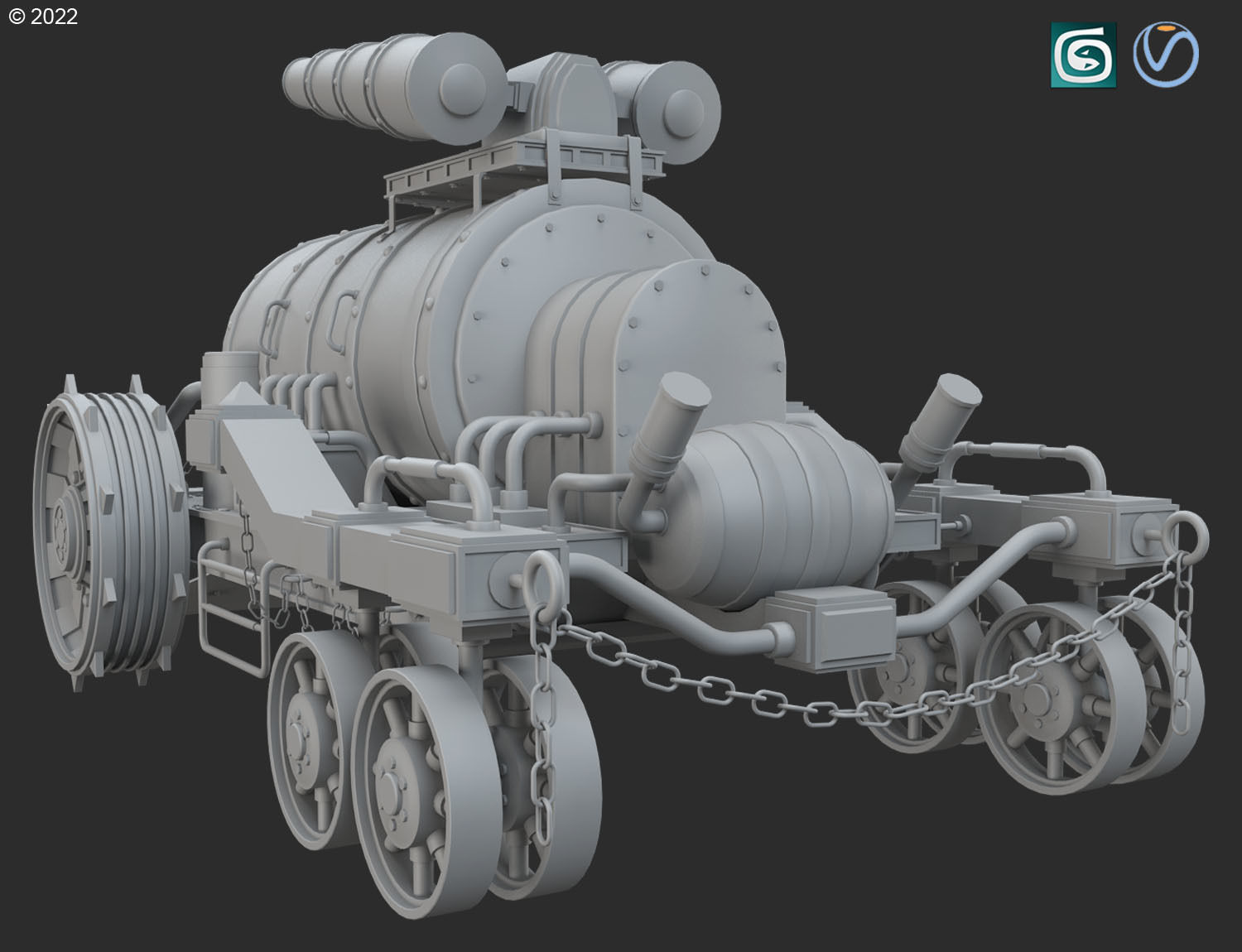 Steampunk Tank-Clay Version 3D model | CGTrader