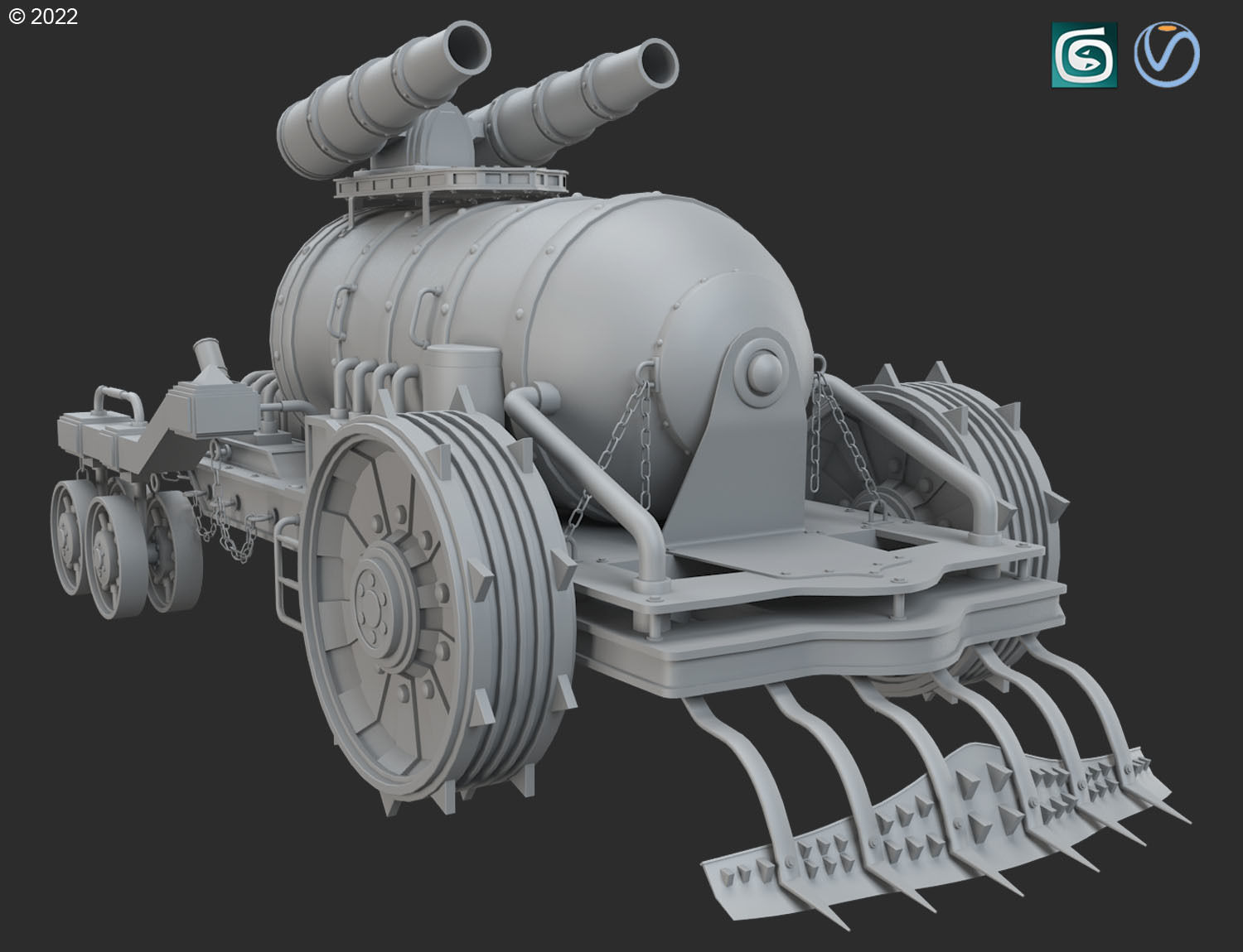 Steampunk Tank-Clay Version 3D model | CGTrader