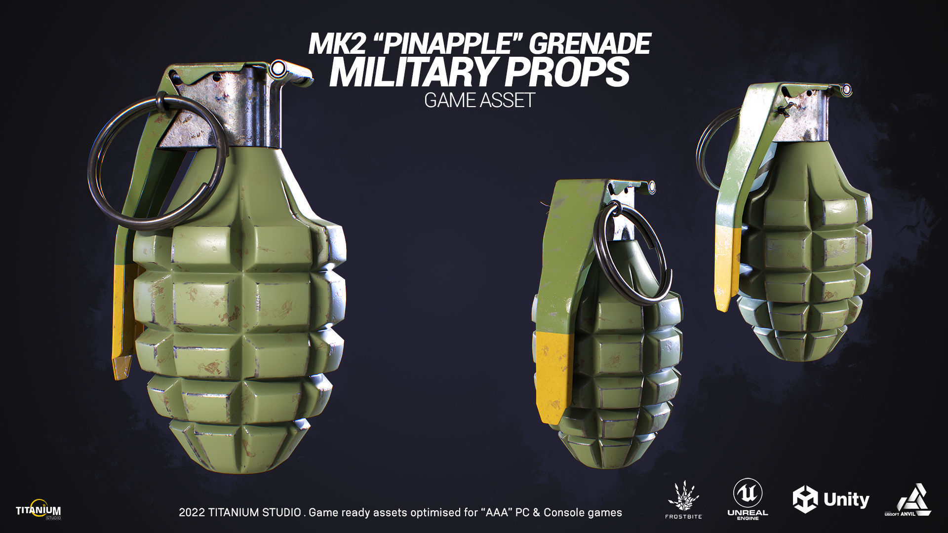 3D model 7 Grenade Game Ready Product - Military Game Asset VR / AR ...