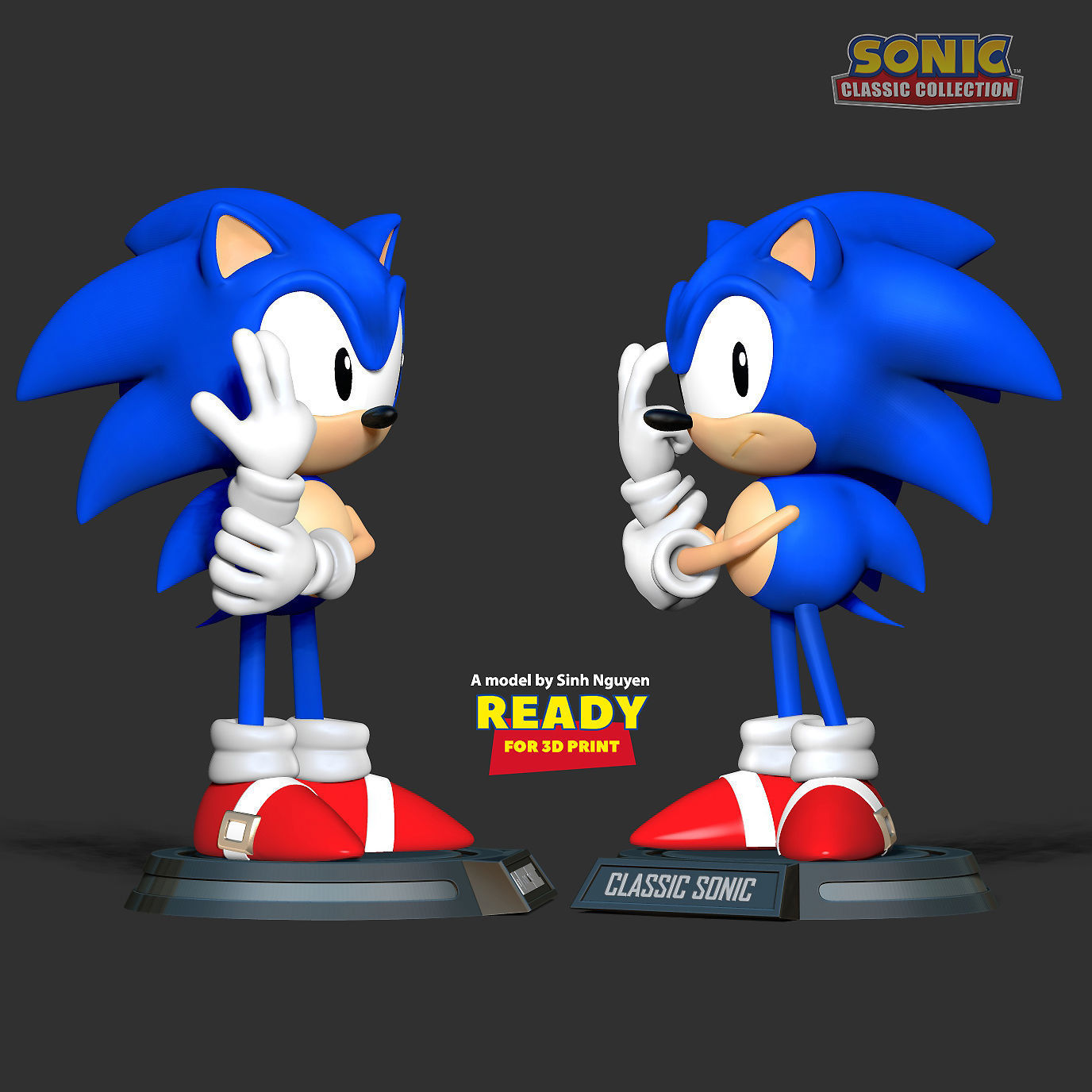 Classic Sonic the hedgehog 3D model 3D printable | CGTrader