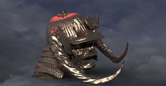 Samurai fantasy helmet horned 3 3D model | CGTrader
