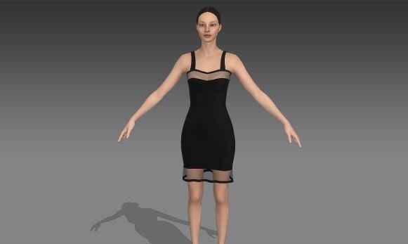 DRESS VUAL WEAR LOOK LITTLE BLACK DRESS MATTE 3D model | CGTrader