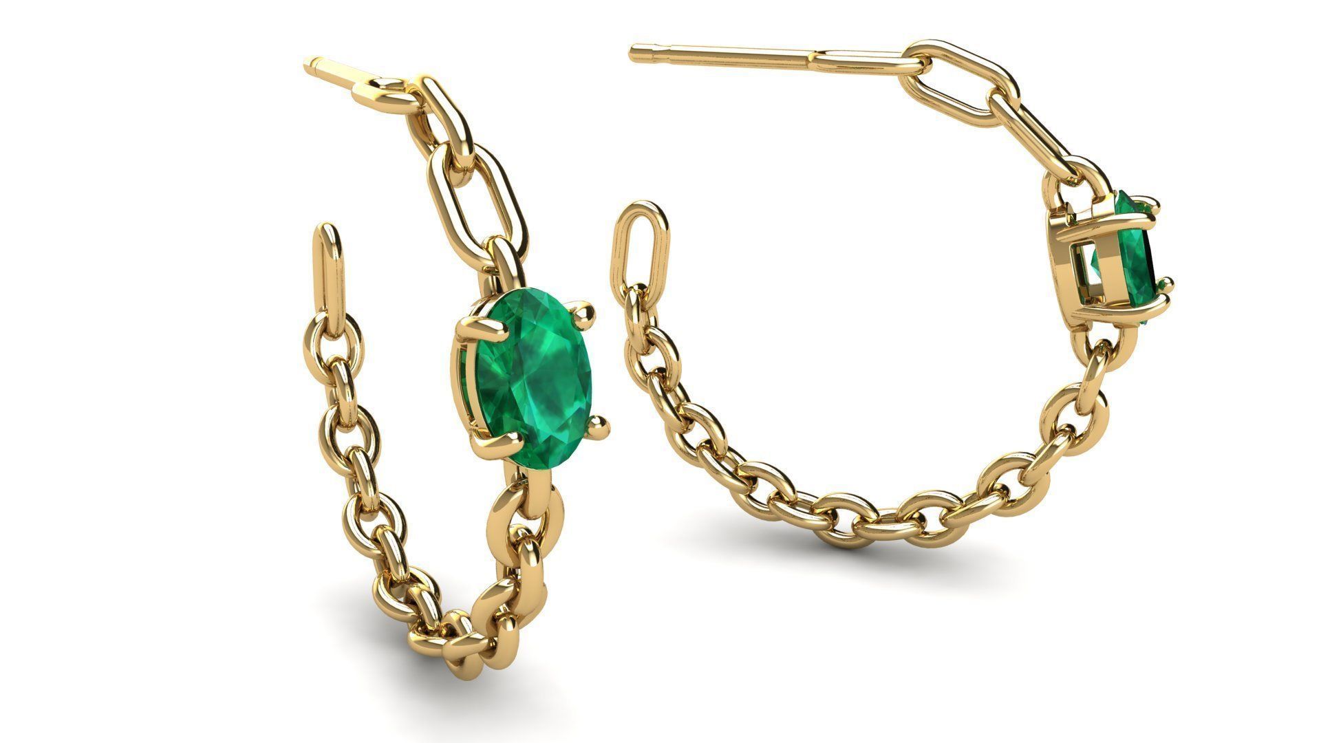 Chain Earrings diameter 25 mm with Gemstone 3D Model Collection | CGTrader