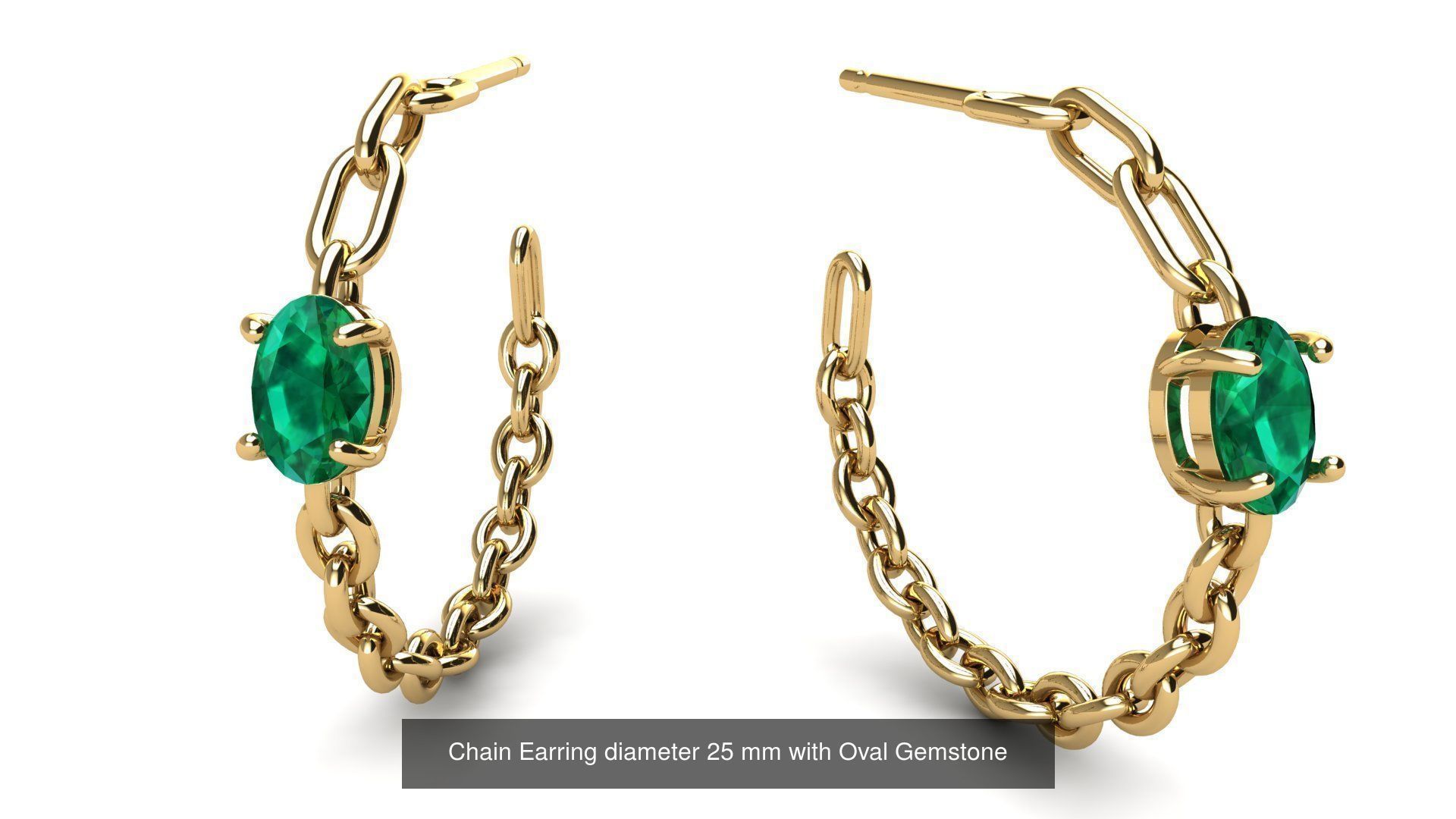 Chain Earrings diameter 25 mm with Gemstone 3D Model Collection | CGTrader