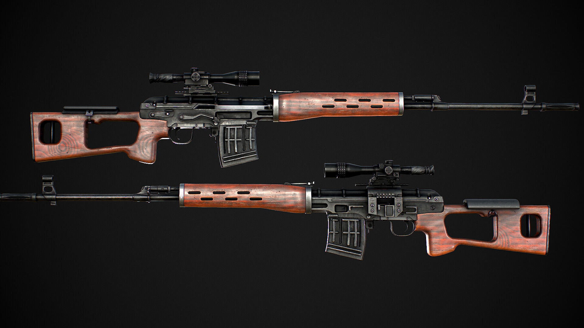 3D model Modern AAA Marksman Rifle Pack Game Ready PBR VR / AR / low ...