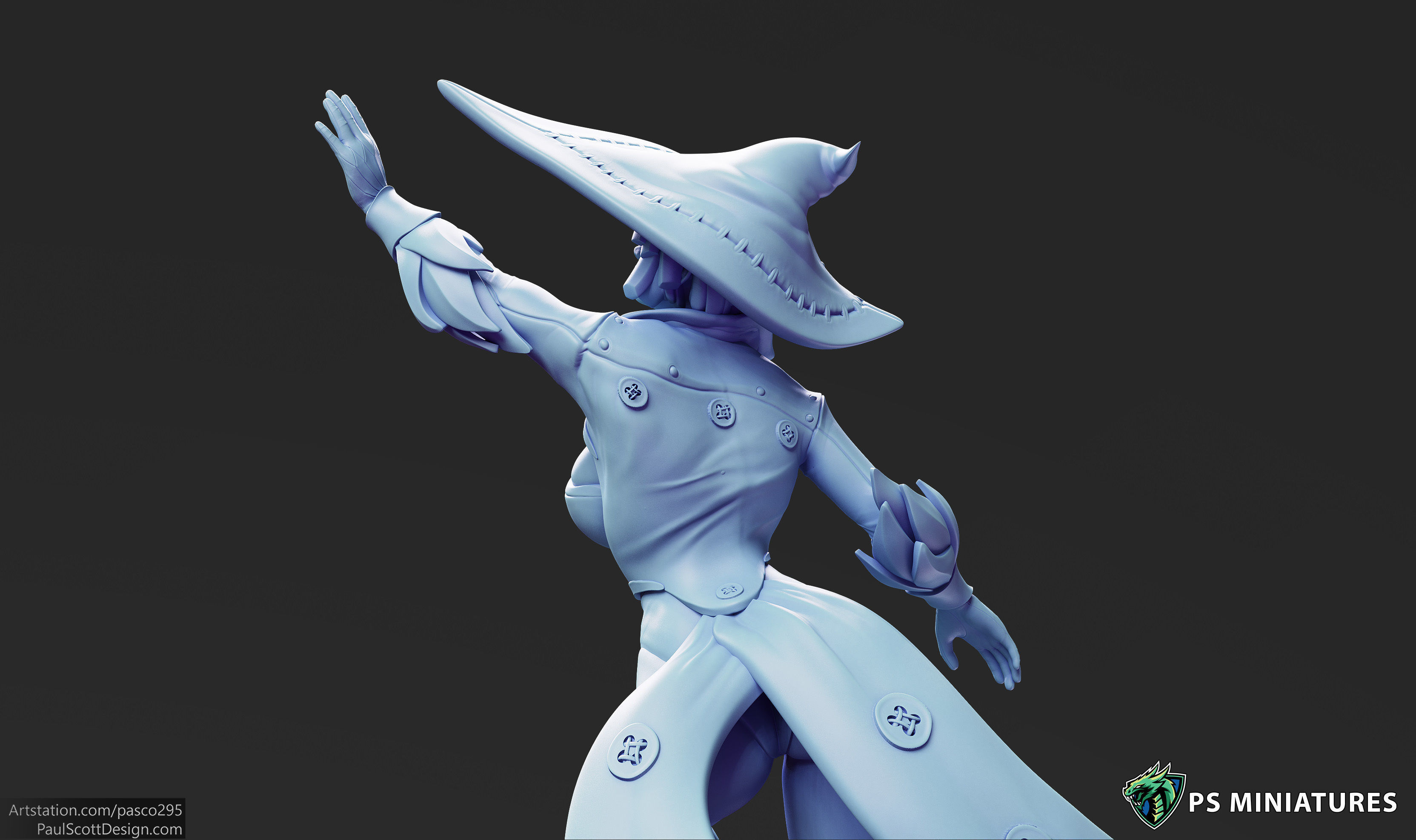 Arcane Witch Pose 2 - 4 Variants and Pinup 3D model 3D printable | CGTrader