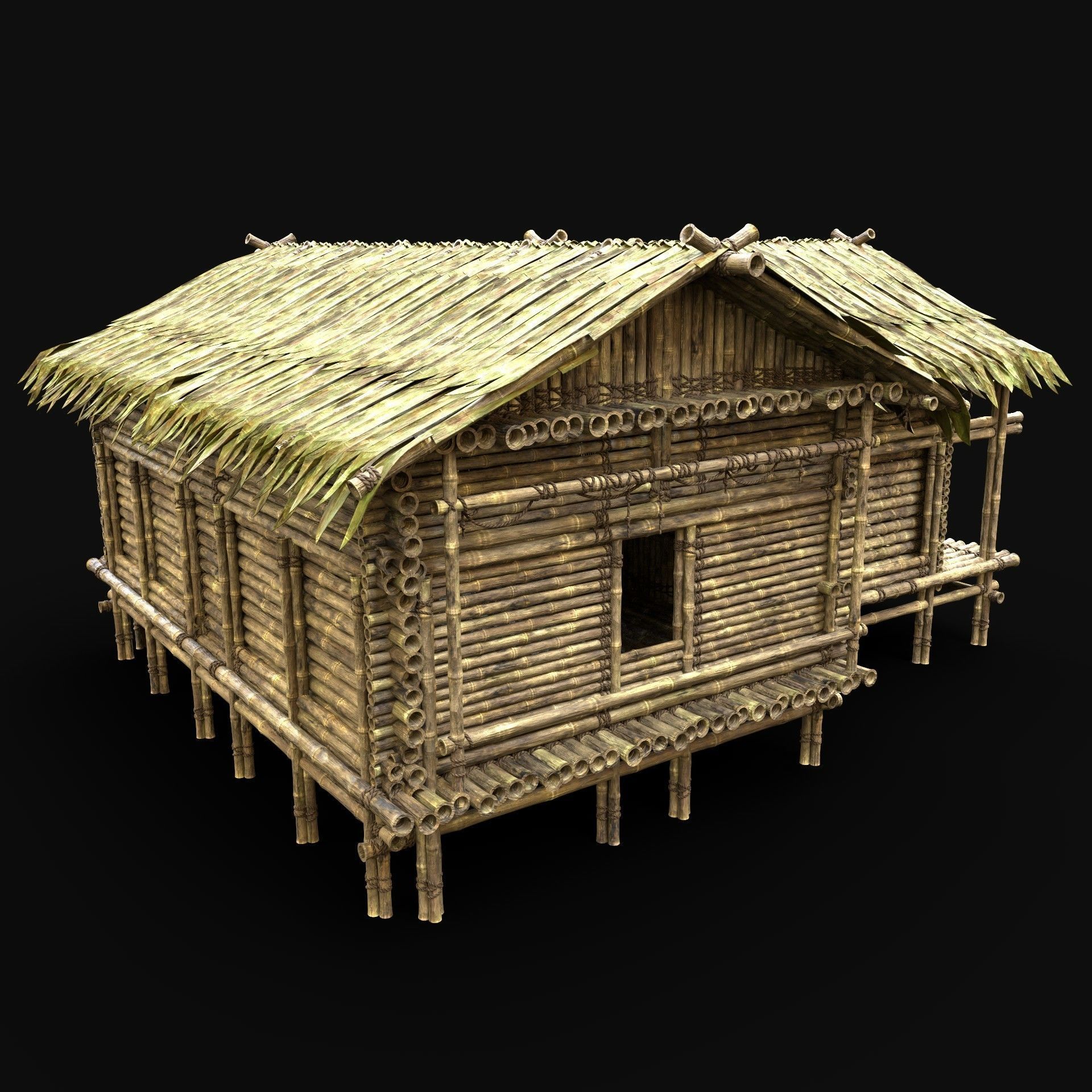 3D Model Collection BAMBOO HOUSE SHELTER JUNGLE HUT CASTAWAY SURVIVAL ...
