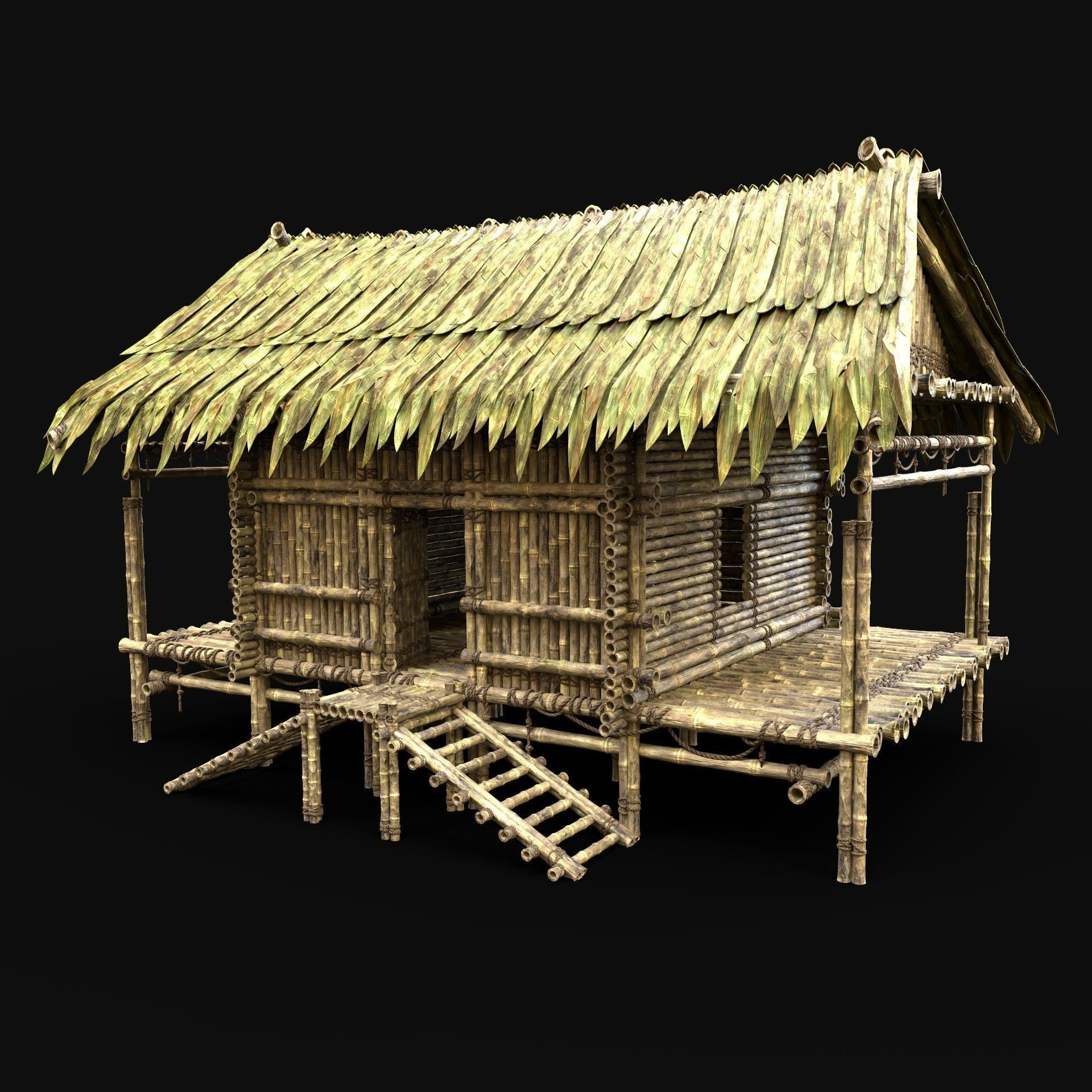 BAMBOO HOUSE SHELTER JUNGLE HUT CASTAWAY SURVIVAL BUILDER AAA 3D Model ...