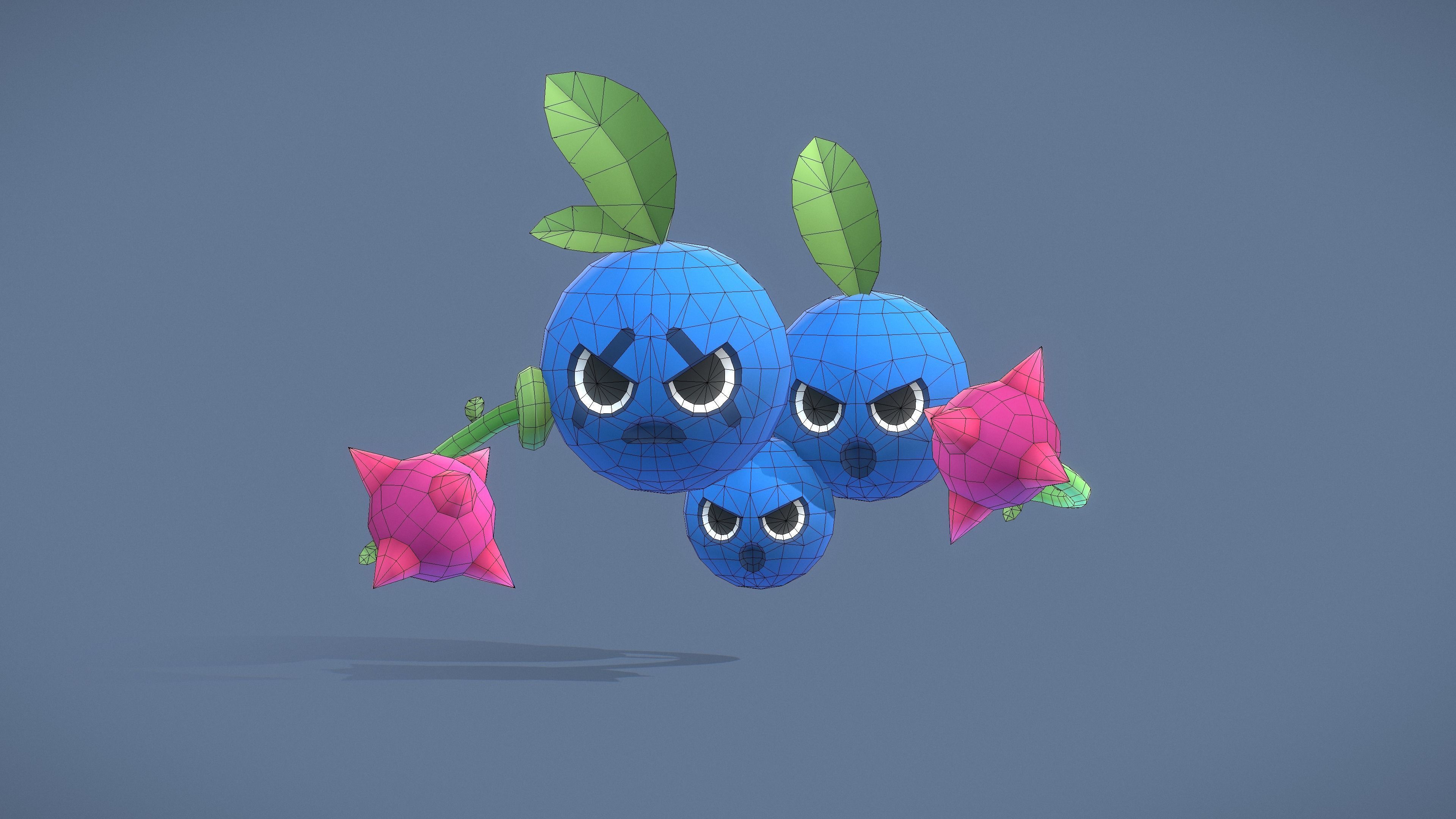 3D model Cartoon Characters - Big Blueberry Warrior VR / AR / low-poly ...