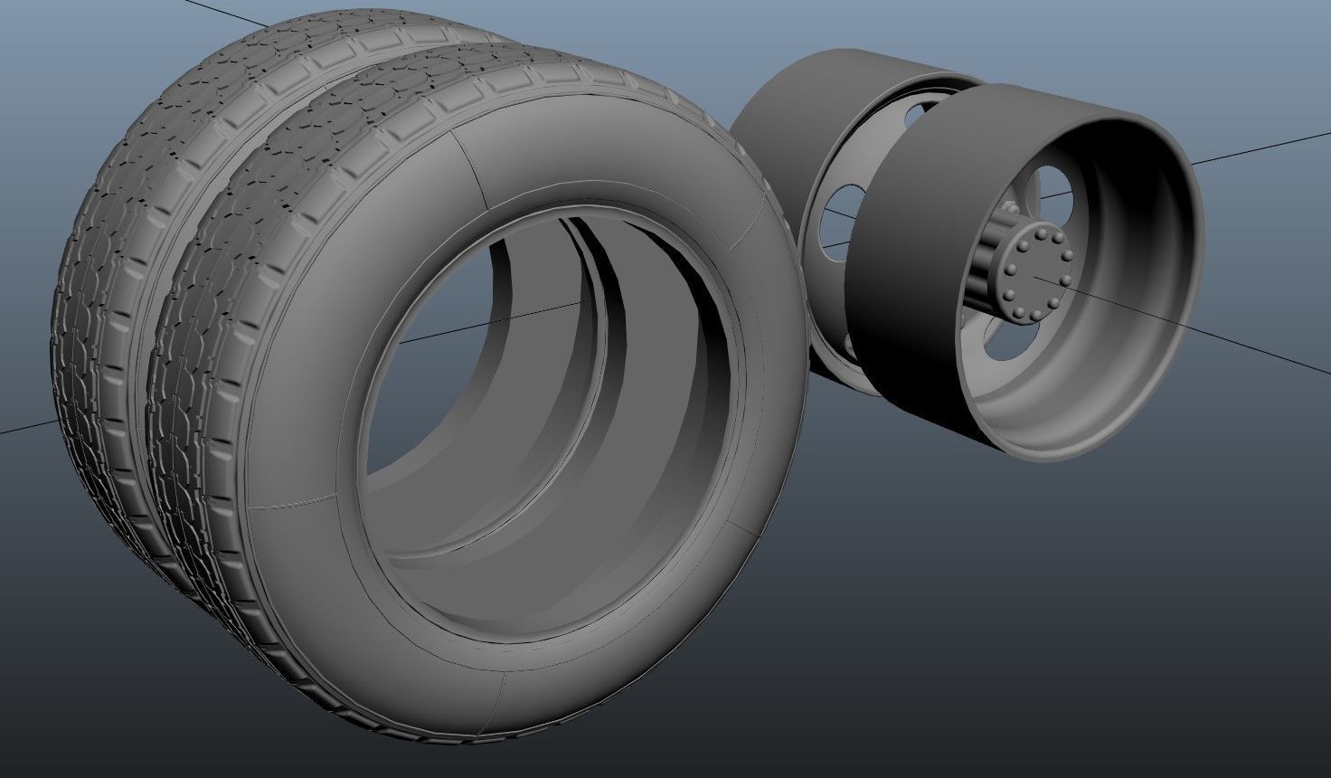 Heavy truck rear wheels 3D model 3D printable | CGTrader