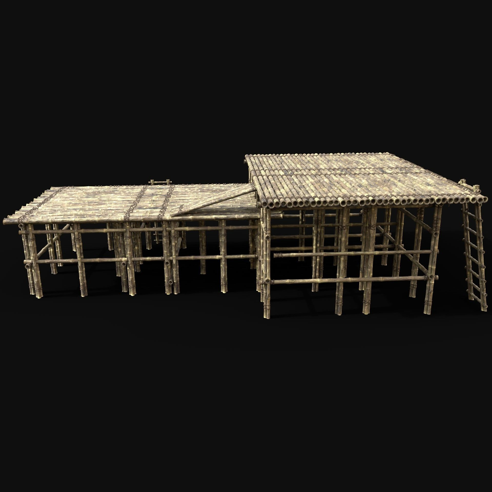 3D model BAMBOO PIER BRIDGE LOG PLATFORM JUNGLE PORT DOCK CONSTRUCTION ...