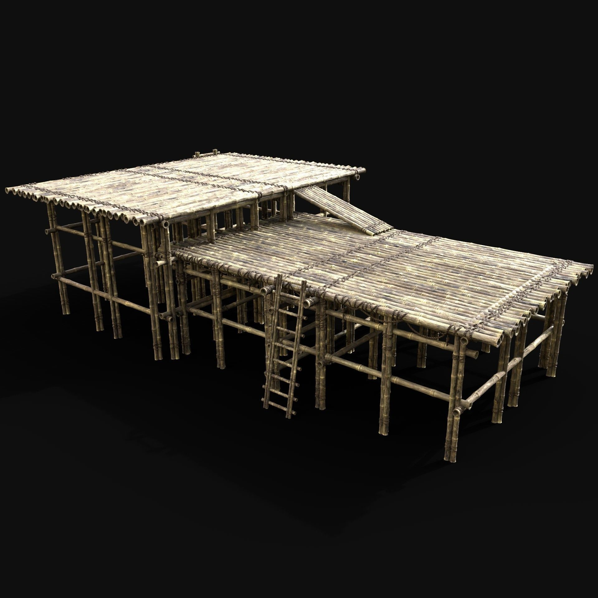 3D model BAMBOO PIER BRIDGE LOG PLATFORM JUNGLE PORT DOCK CONSTRUCTION ...