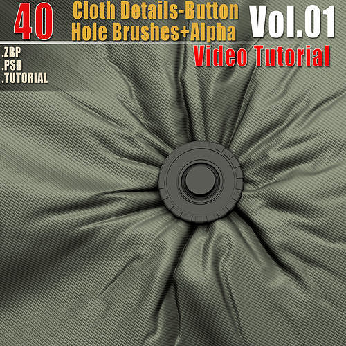 40 Cloth Details Button Hole Brushes Alpha Vol01 Video Tutorial 3D ...