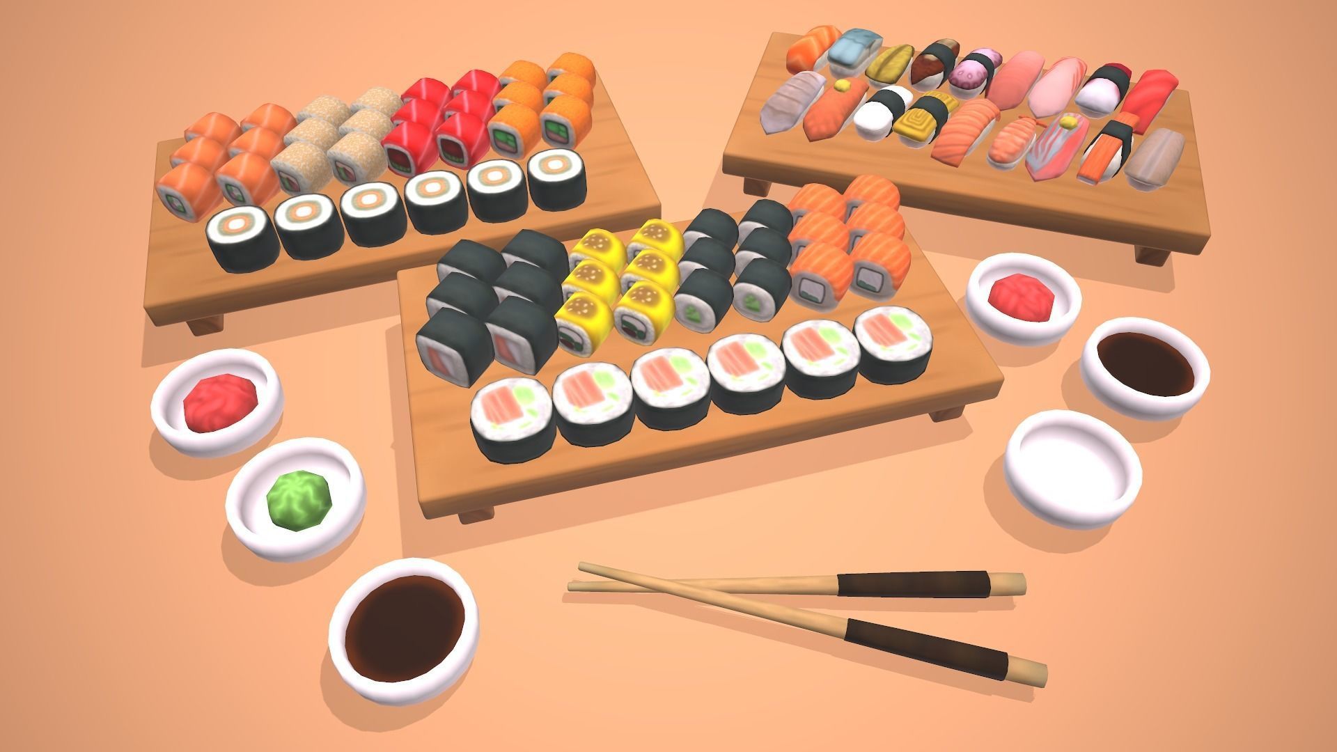 3D model Sushi - Stylized Food Pack VR / AR / low-poly | CGTrader