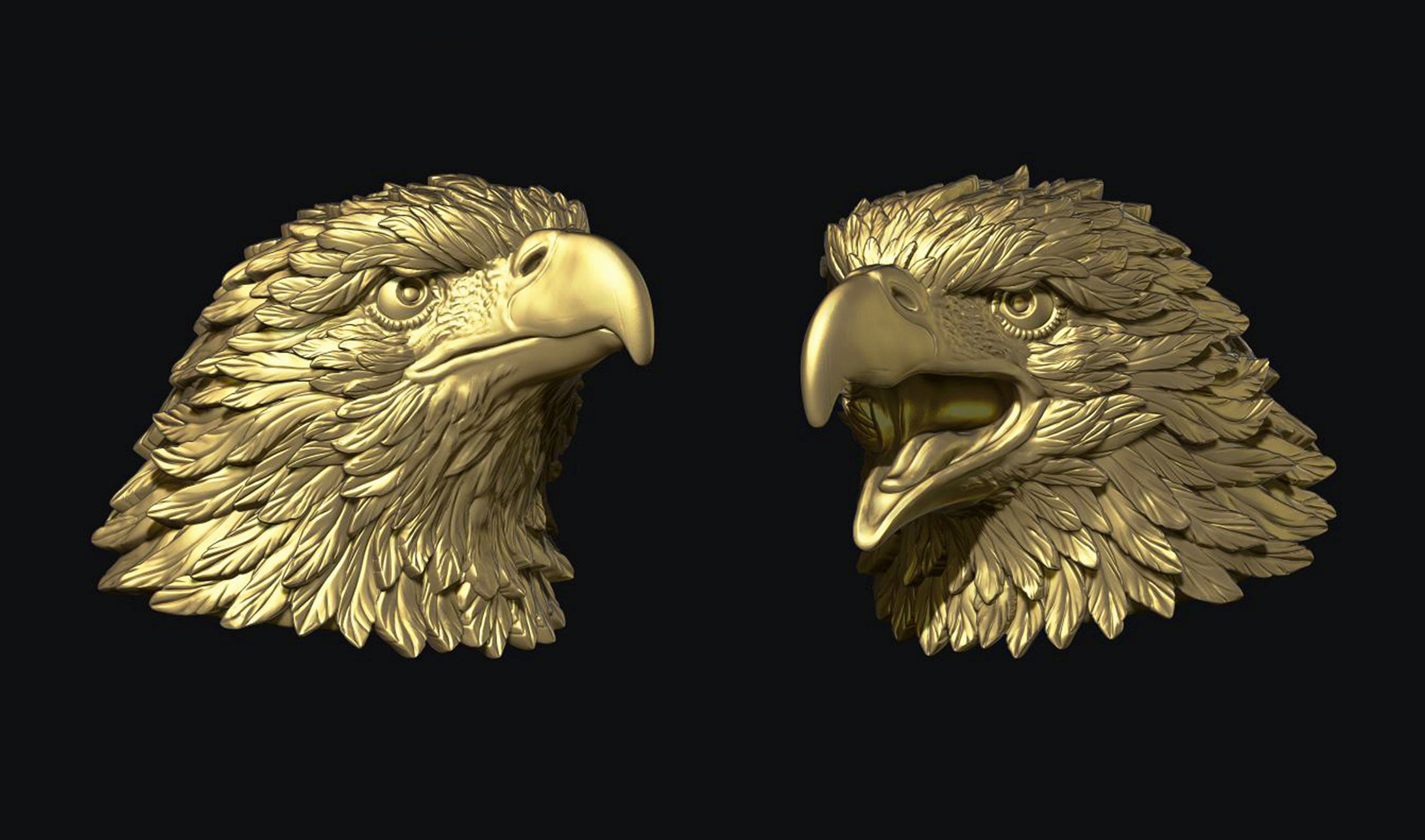 Detailed Eagle Heads 3D model 3D printable | CGTrader
