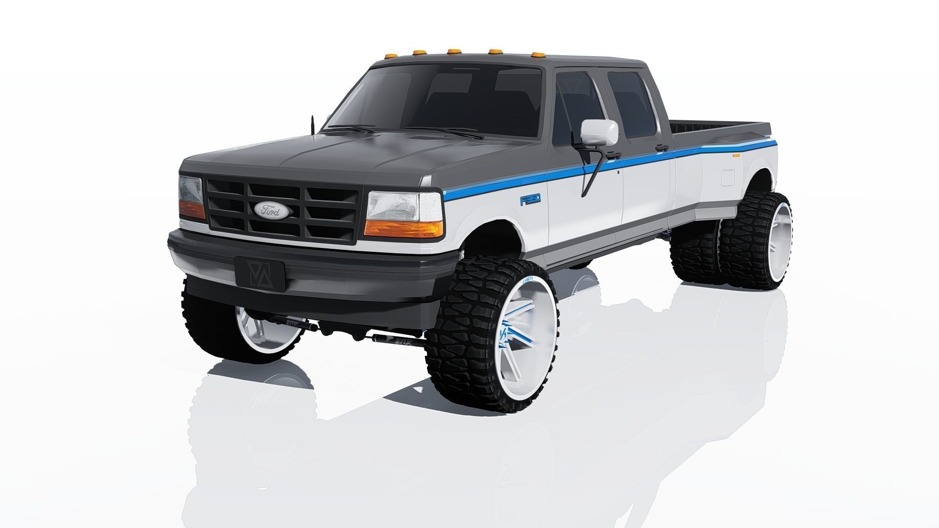OBS Ford F350 Crew Cab Dually 1992 3D model | CGTrader
