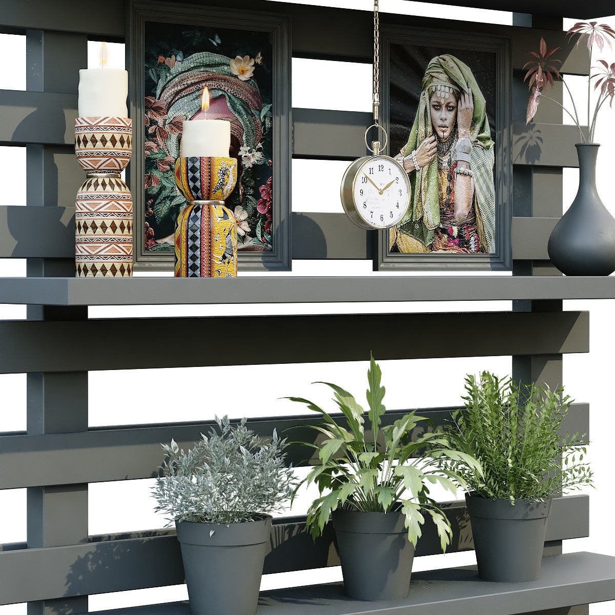 Interior vertical green partition set 248 3D model | CGTrader