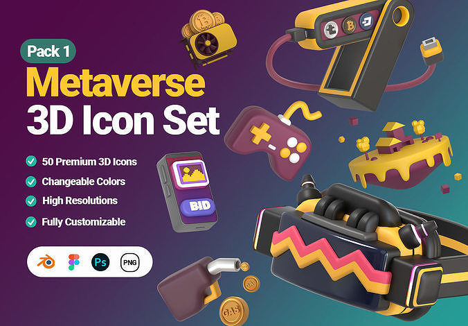 Metaverse 3D Icon Set Pack1 3D model | CGTrader