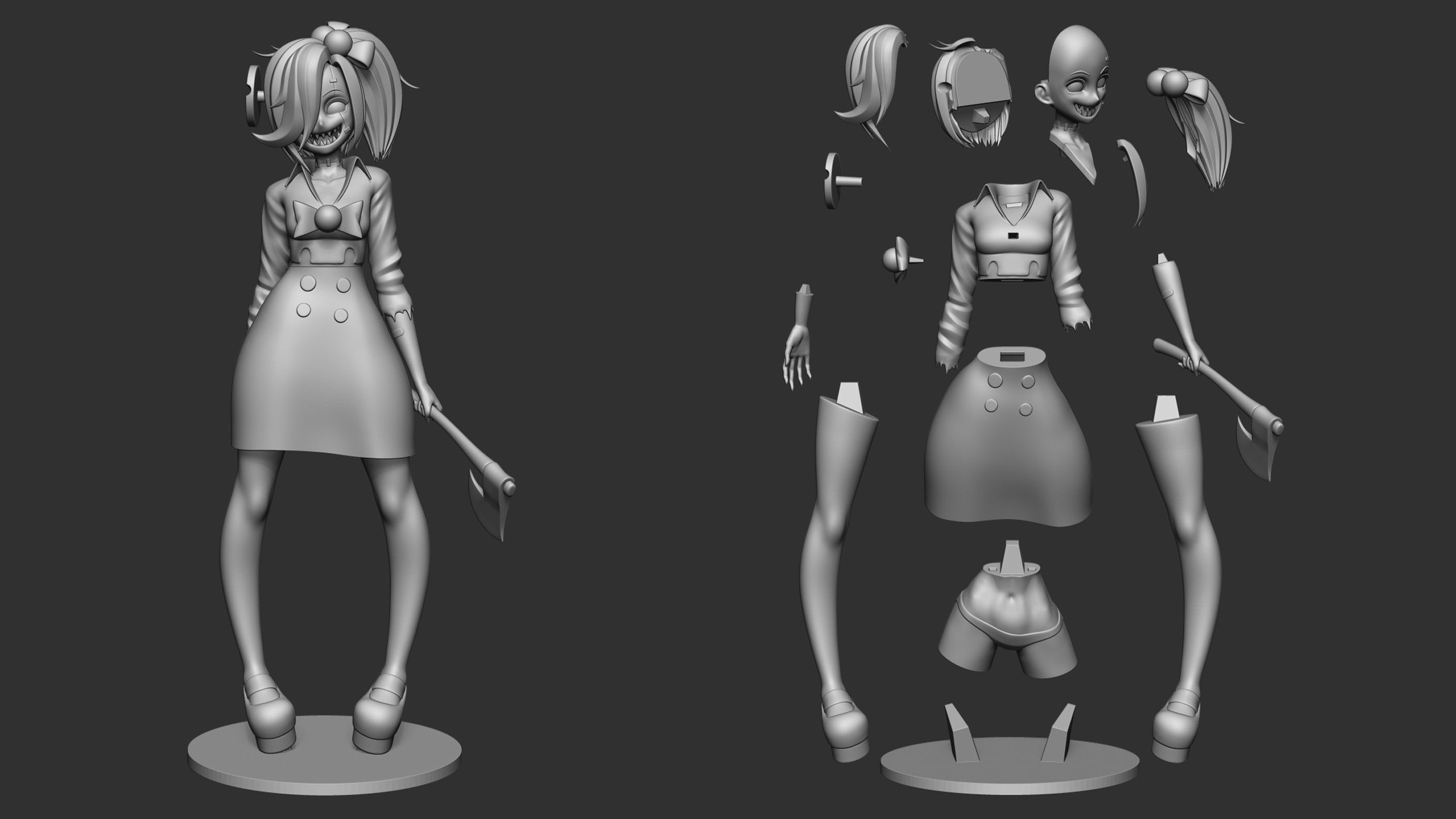 Zombie Girl 3D model 3D printable | CGTrader