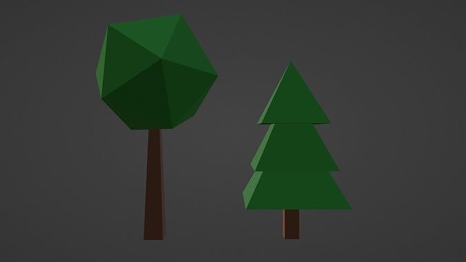 Low-poly tree two trees free VR / AR / low-poly 3D model | CGTrader