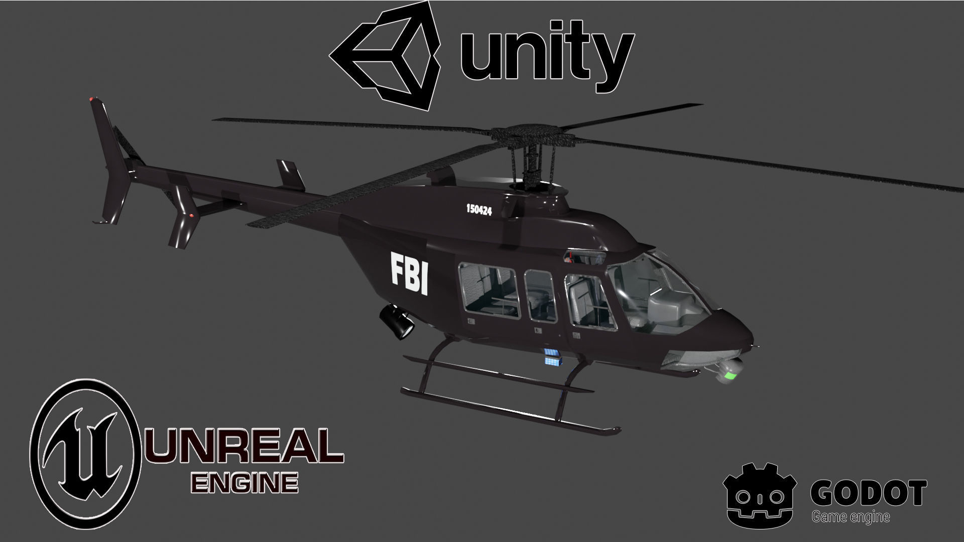 3D model helicopter FBI VR / AR / low-poly | CGTrader