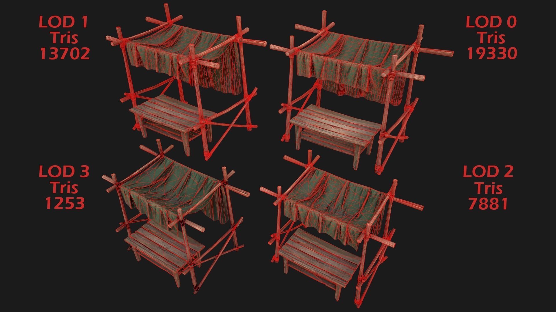 3D model Medieval Market Stalls Tent Pack VR / AR / low-poly | CGTrader