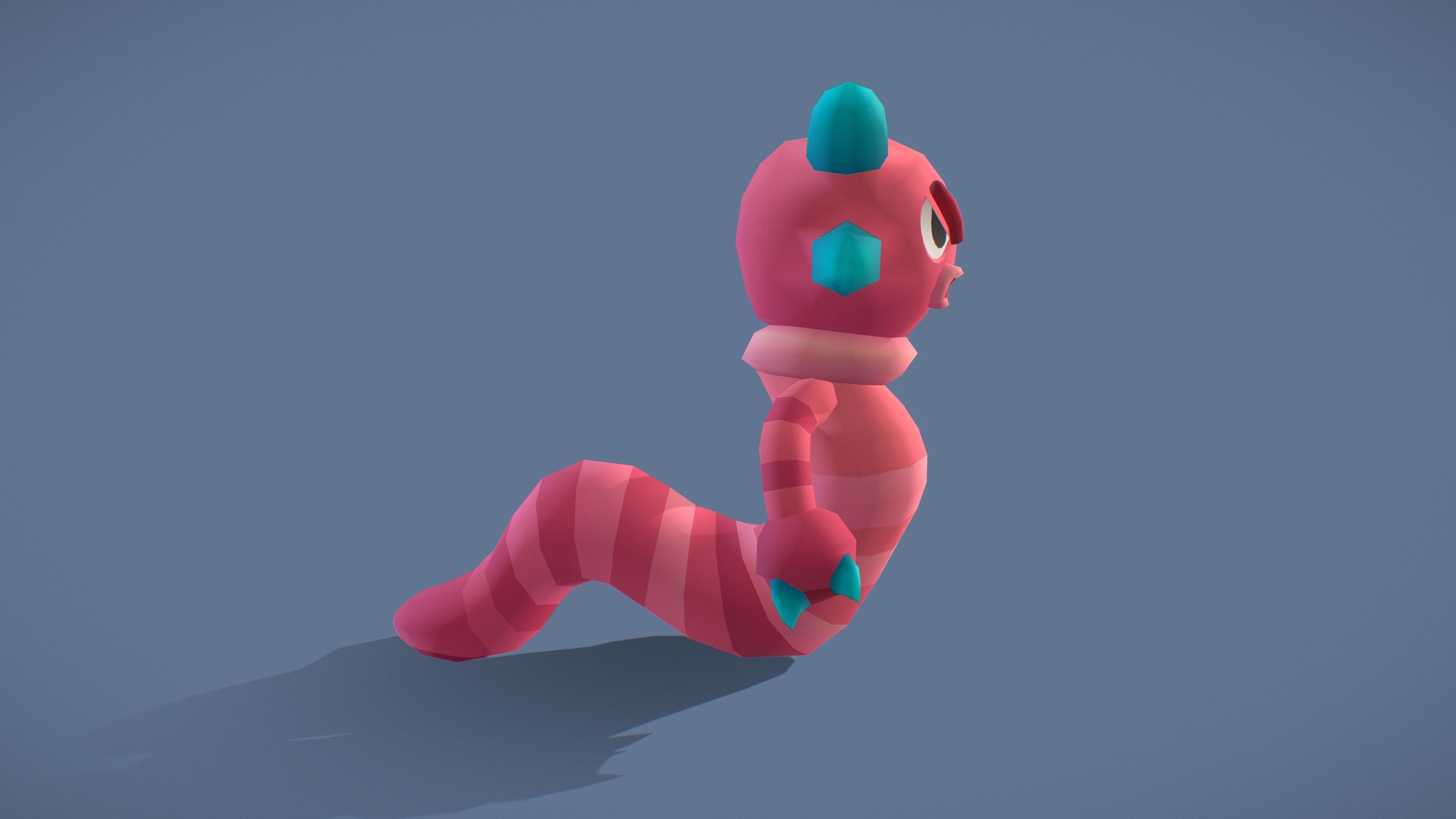 3D model Cartoon Characters - Big Worm Warrior VR / AR / low-poly ...