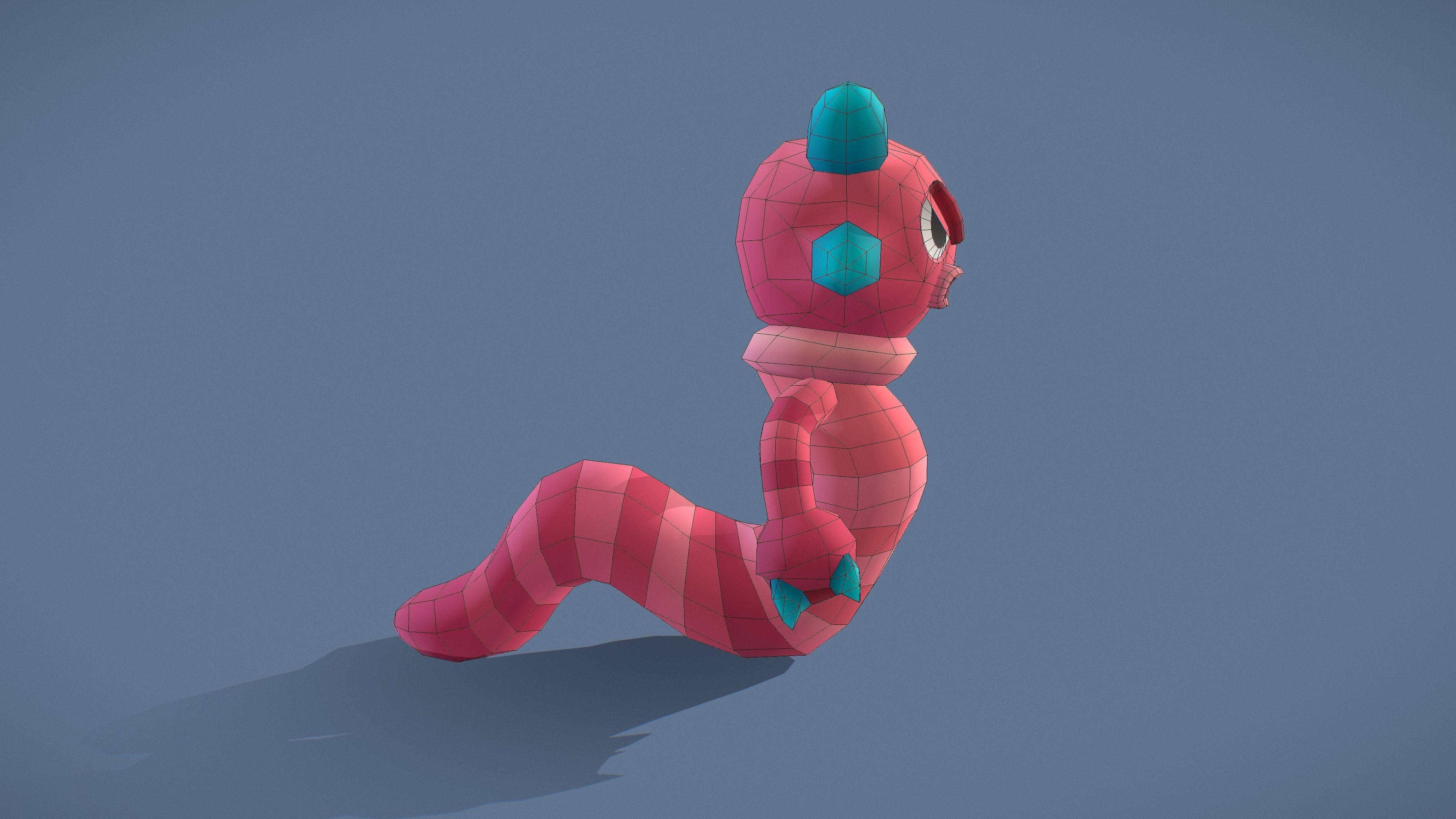 3D model Cartoon Characters - Big Worm Warrior VR / AR / low-poly ...