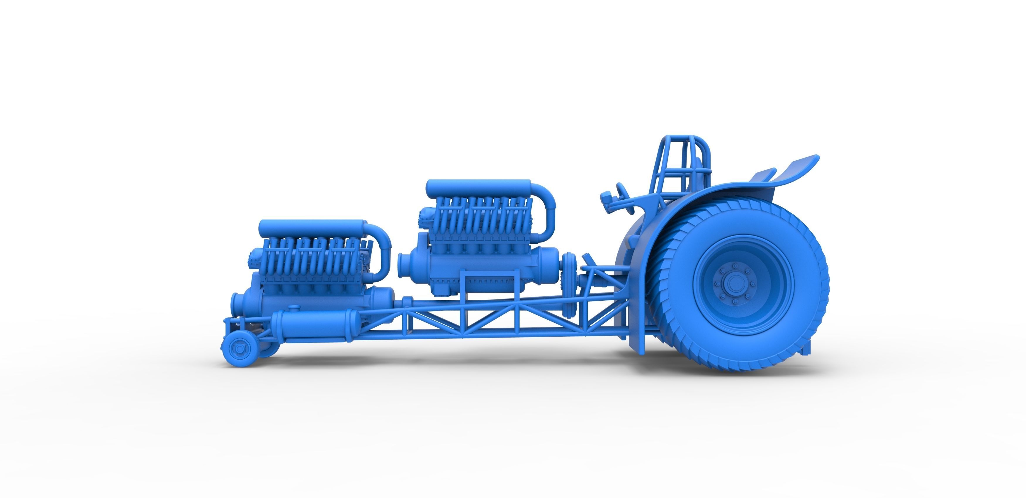 Diecast Pulling tractor with 2 engines V12 in line Scale 1 to 25 3D ...