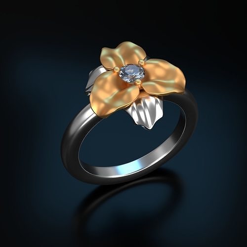 Two Part Printable Flower Ring 3D model 3D printable | CGTrader