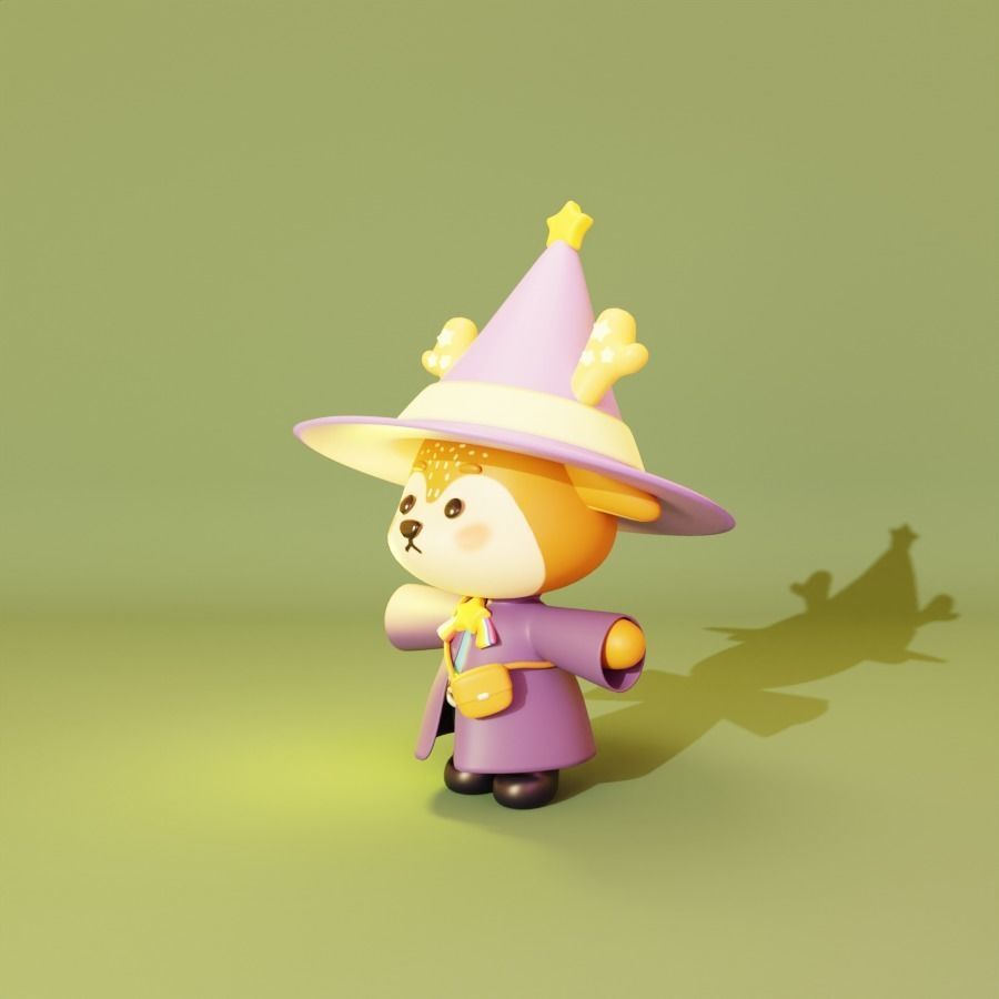 Cute Fantasy Deer Wizard Character 3D model | CGTrader