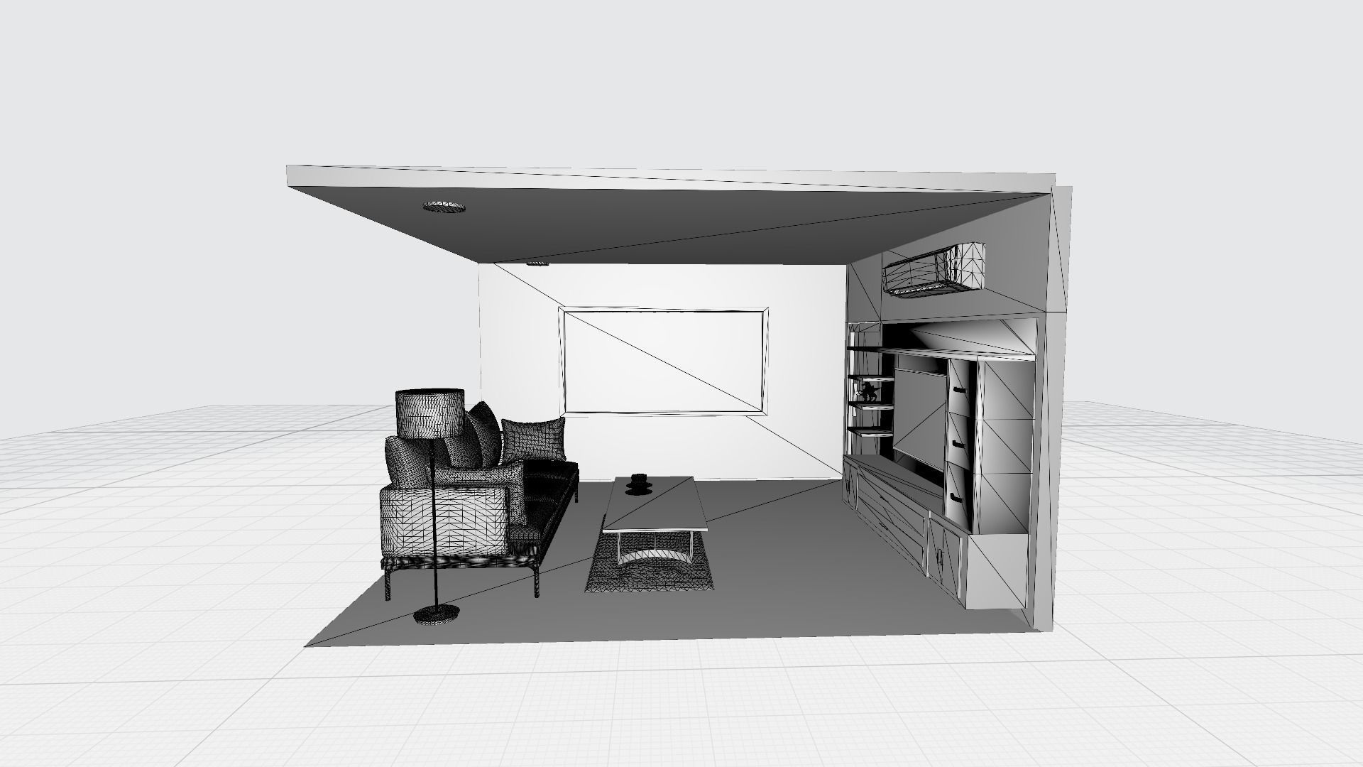 Living Room with LED Panel 3D model | CGTrader